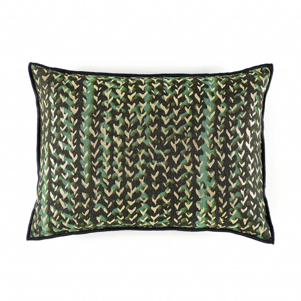 Golden Rain - Elitis cushion 55 x 40 - black / green - fabfabrics ...