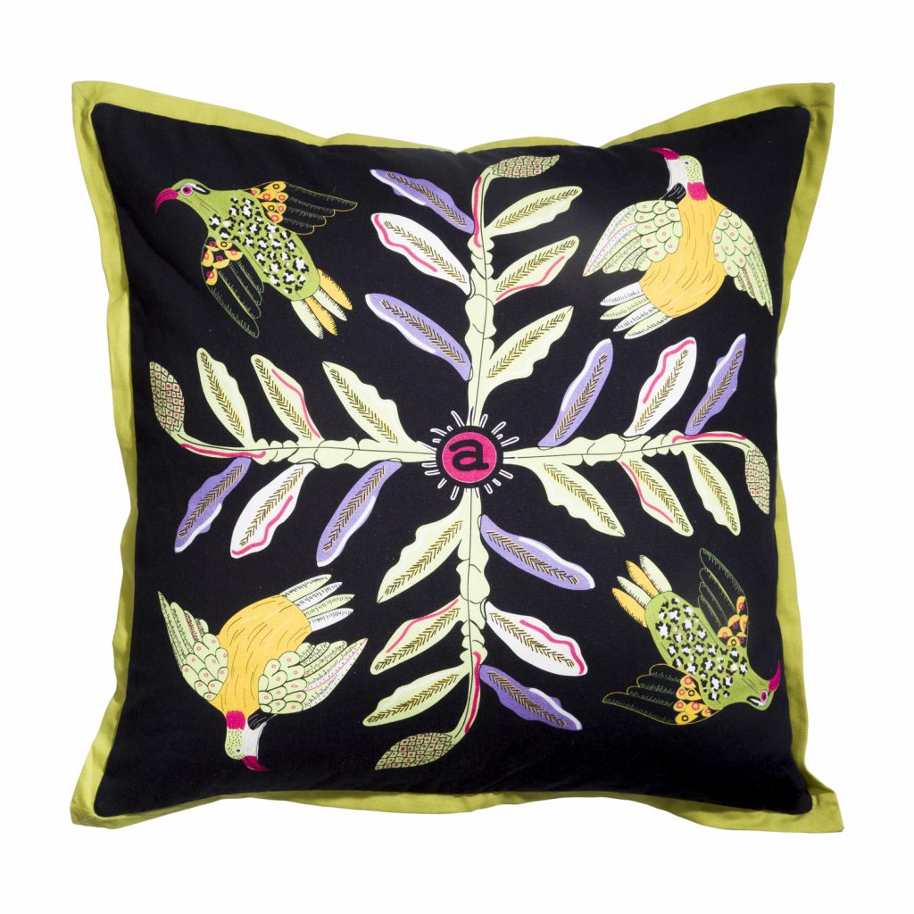 Lovebird Leopard - Ardmore cushion 50 x 50 - green / pink - fabfabrics ...